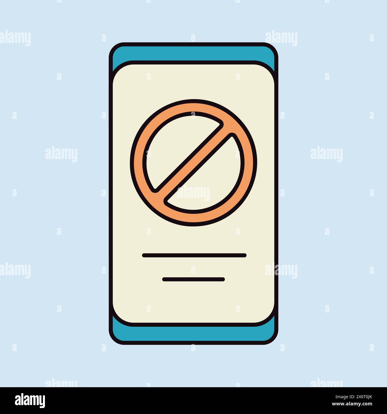 Prohibition sign on smartphone screen vector isolated icon ...