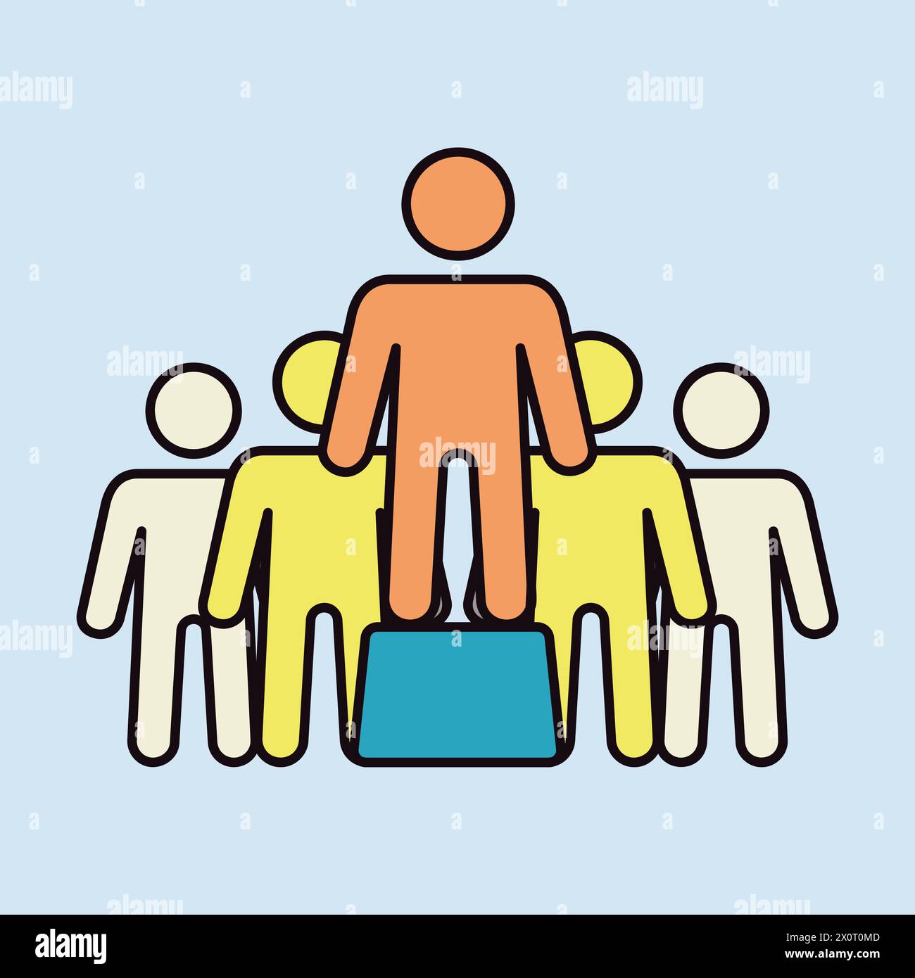 Person speaking in front of crowds vector isolated icon. Demonstration ...
