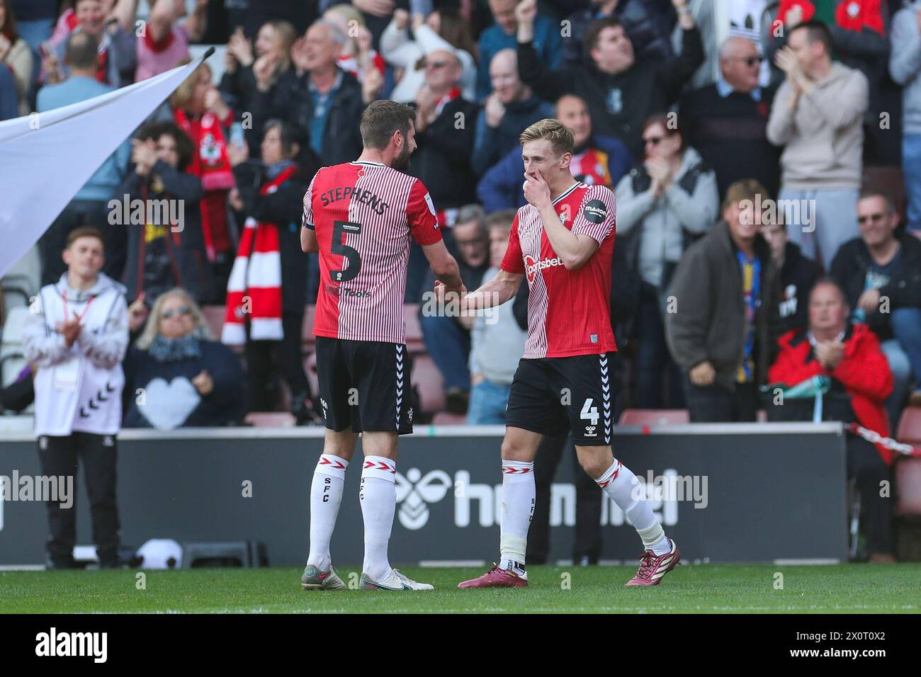 Southampton, UK. 13th Apr, 2024. Southampton midfielder Flynn Downes (4 ...