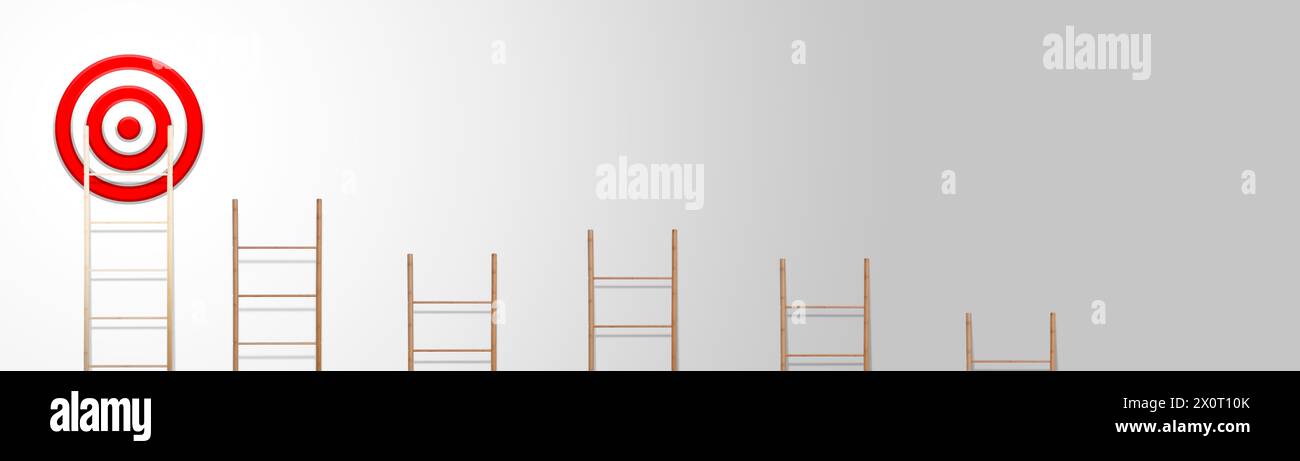 Target and achievement concept. Wooden ladders and one leading to ...