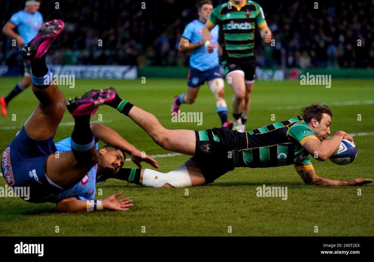 Northampton Saints' James Ramm scores their side's first try of the ...