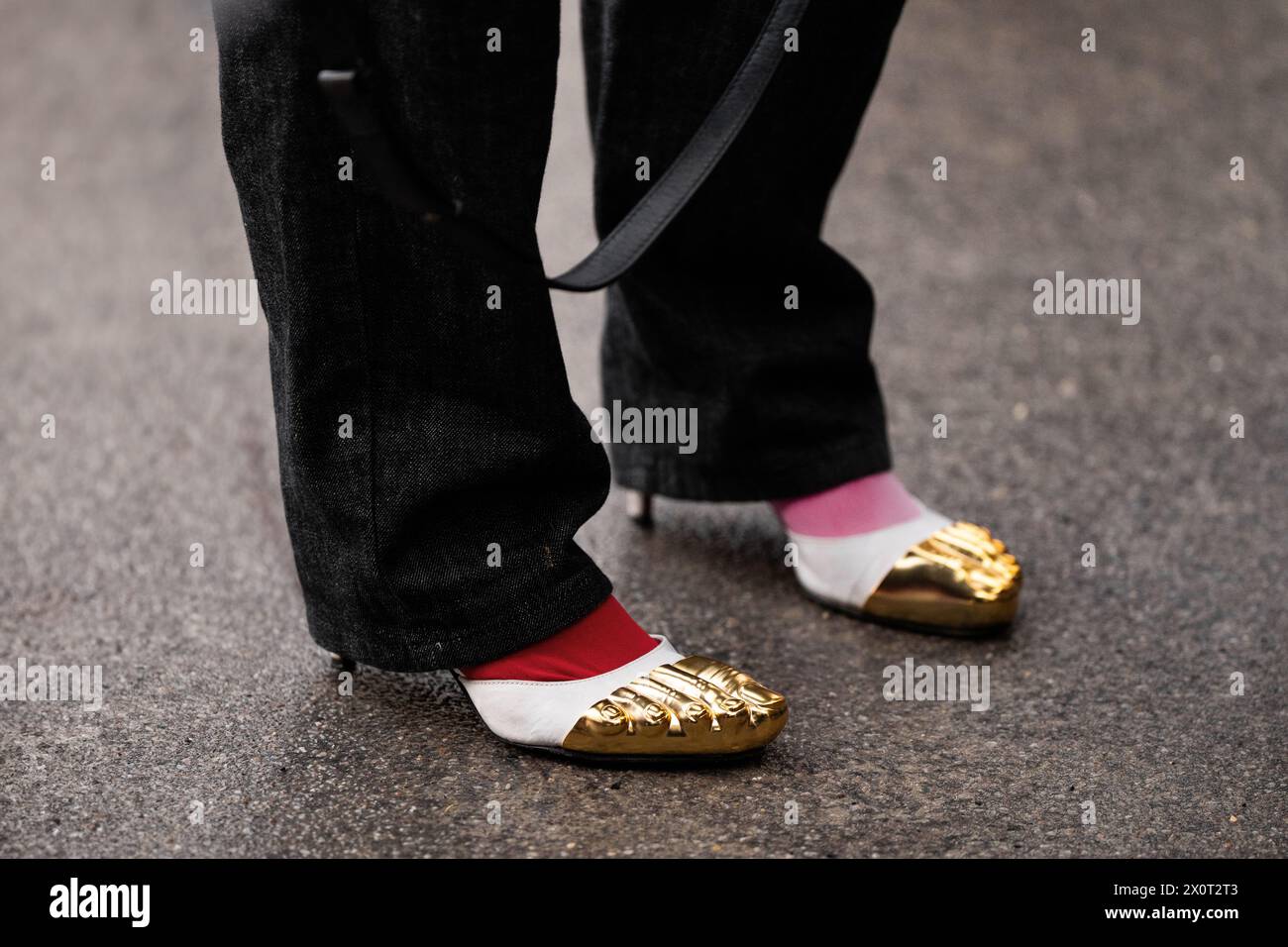 Paris, France - January, 22, 2024: woman wears Schiaparelli high heels ...