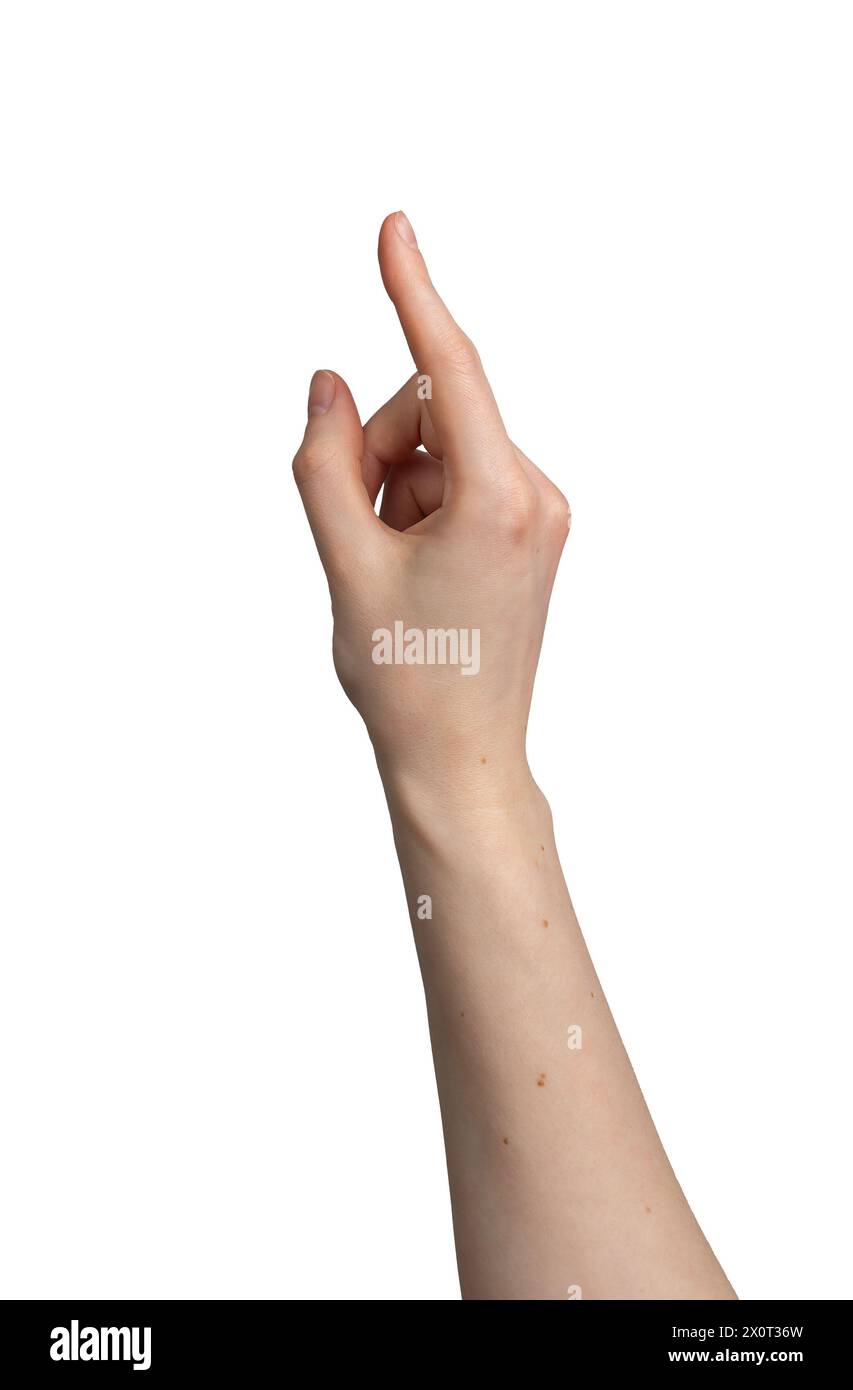 Right hand clicking, index finger touching, gesturing, pointing aside ...