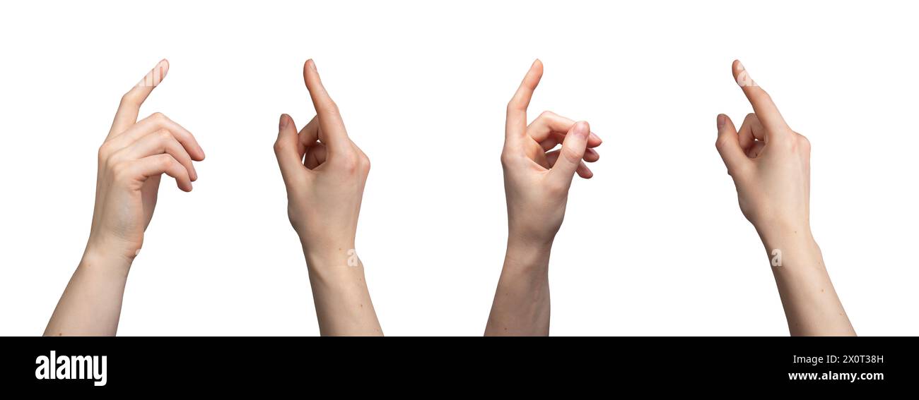 Fingers clicking, touching, pointing gestures, signs set isolated on ...
