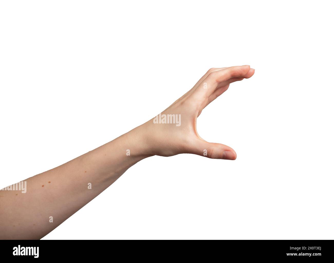 Hand holding something big, large with fingers, showing huge, isolated ...