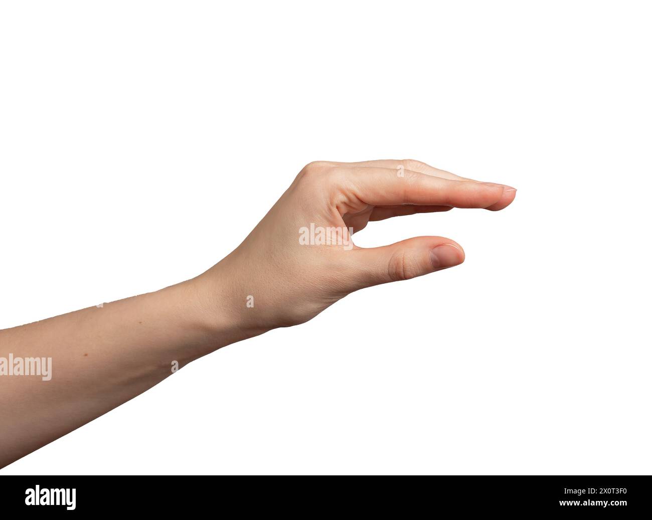 Hand gesture, fingers showing something, holding small, little isolated ...