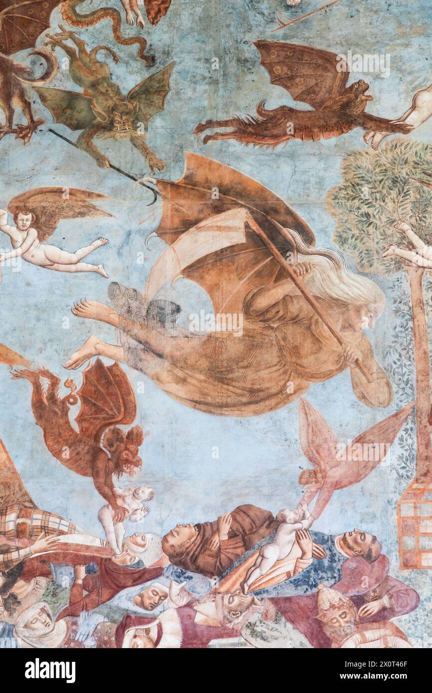 Pisa, Italy - 29 June 2023. Gothic detail in the Inferno fresco, Pisa ...