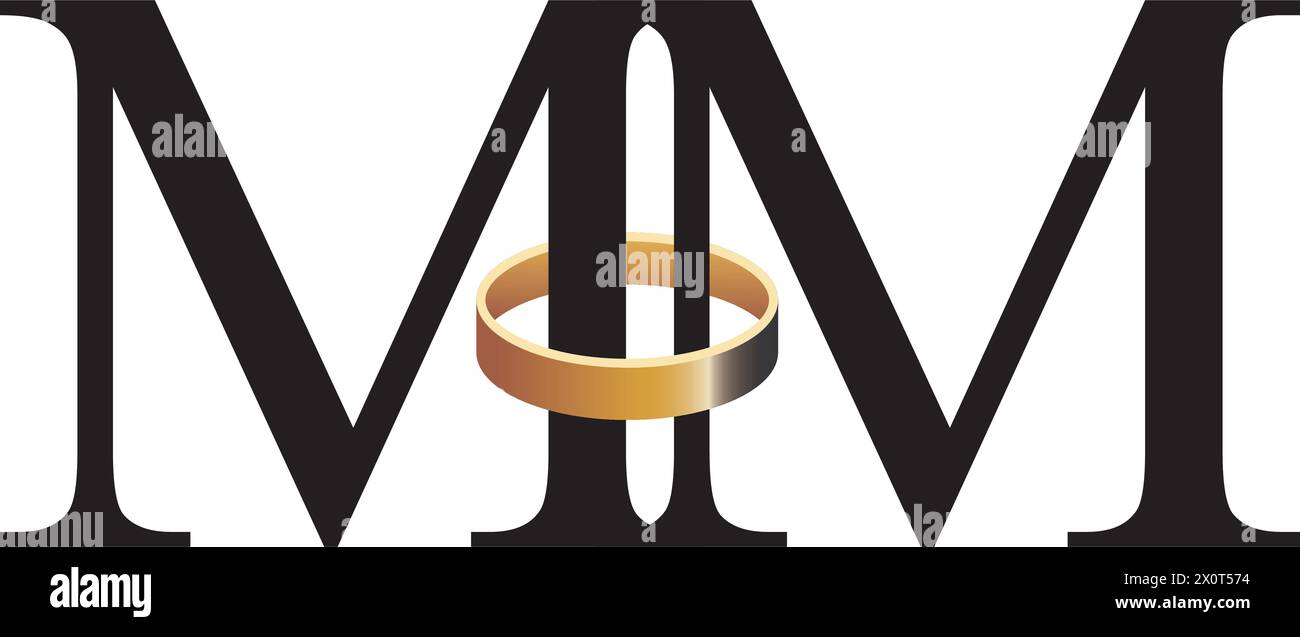 M and M Letter With Wedding Ring Logo. - Vector Stock Vector Image ...