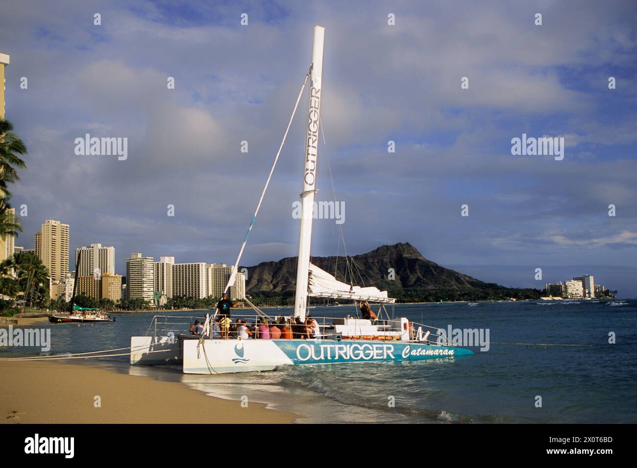 Oahu, Hawaii, USA - Waikiki Catamaran, Honolulu, Diamond Head in ...
