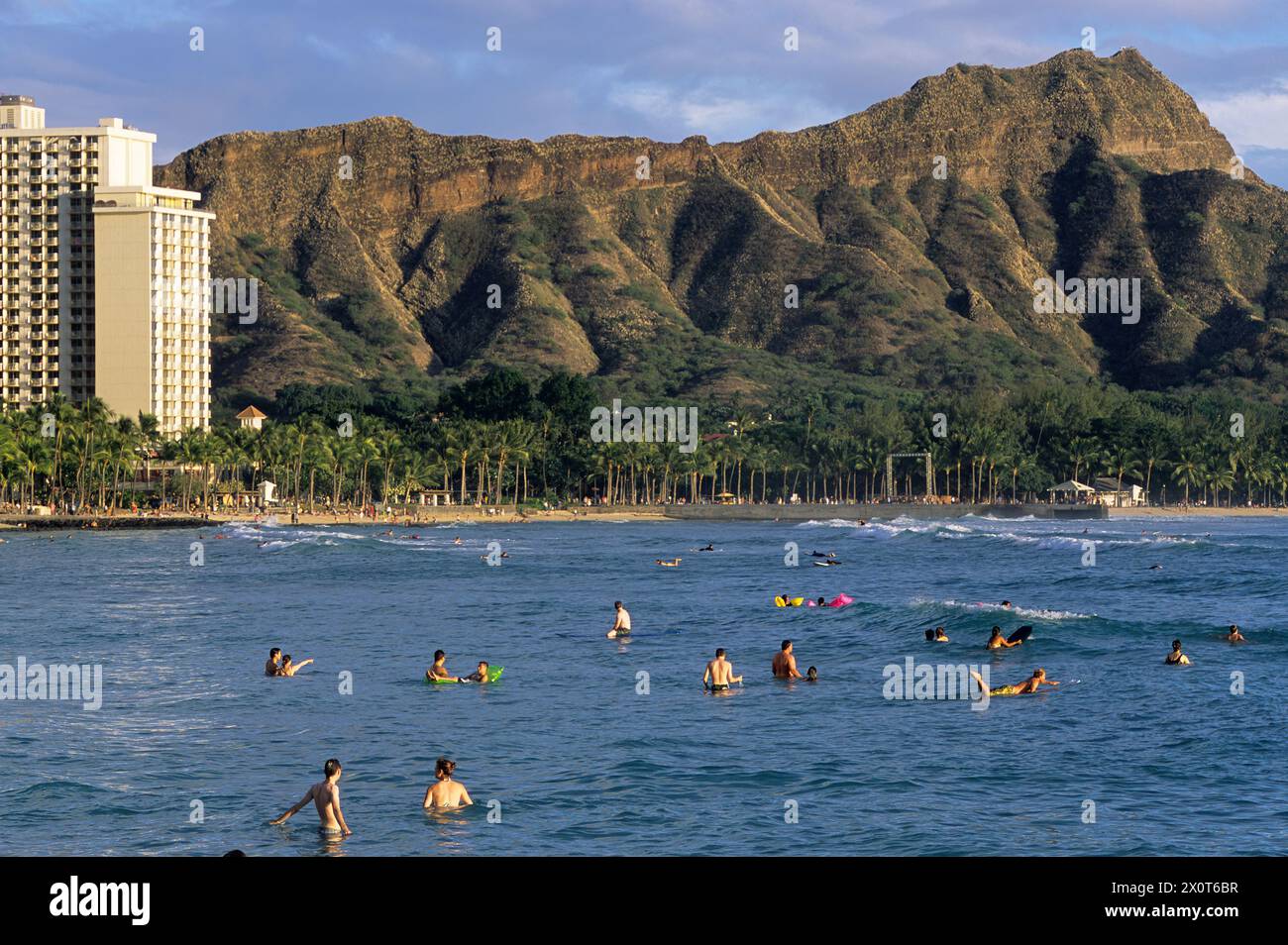 Oahu, Hawaii, USA - Waikiki Swimmers, Honolulu, Diamond Head in ...