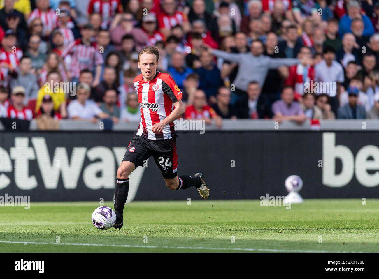 Mikkel Damsgaard of Brentford runs away to help his side score their ...