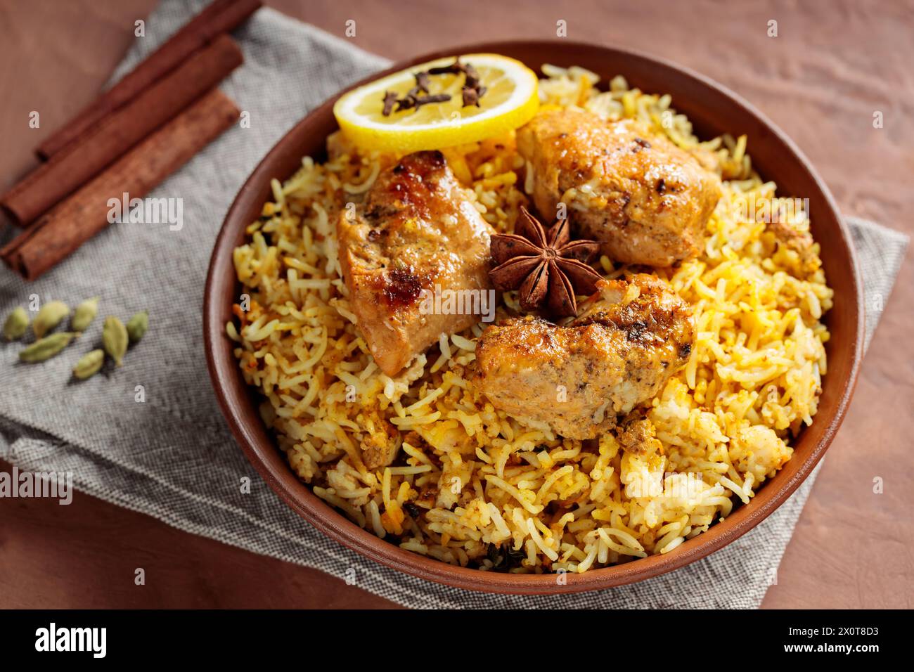 Indian Spiced Chicken Biryani with Star Anise, Cinnamon Sticks and ...