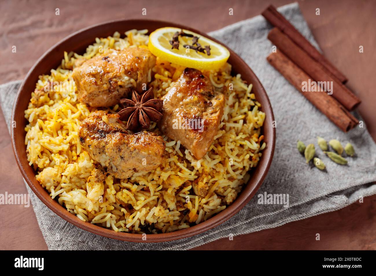 Indian Spiced Chicken Biryani with Star Anise, Cinnamon Sticks and ...
