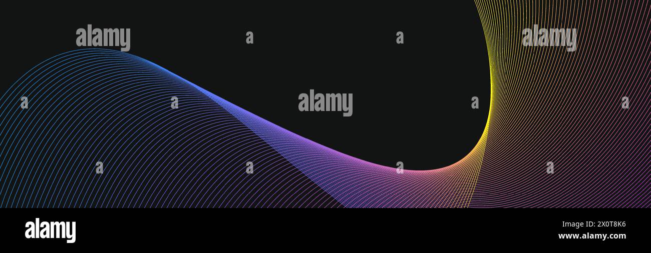 colorful motion sound wave on a dark background. Vector illustration ...