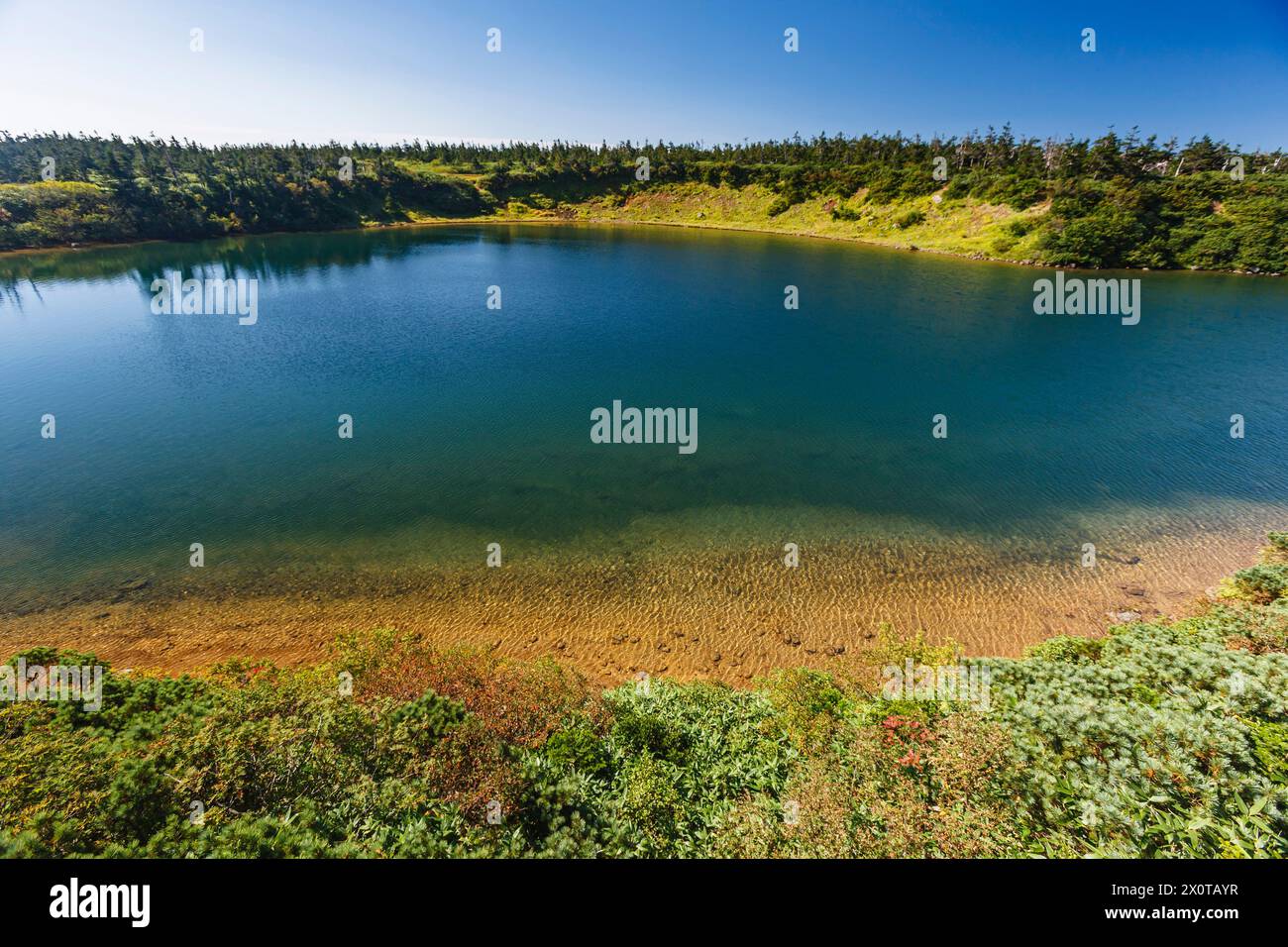 Mount Hachimantai, gama numa pond(lake), hot spring, morning ...