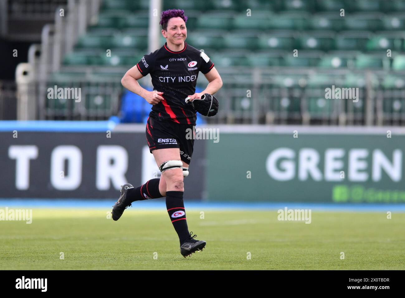 Sonia Green of Saracens Women leave the field on what maybe her last ...