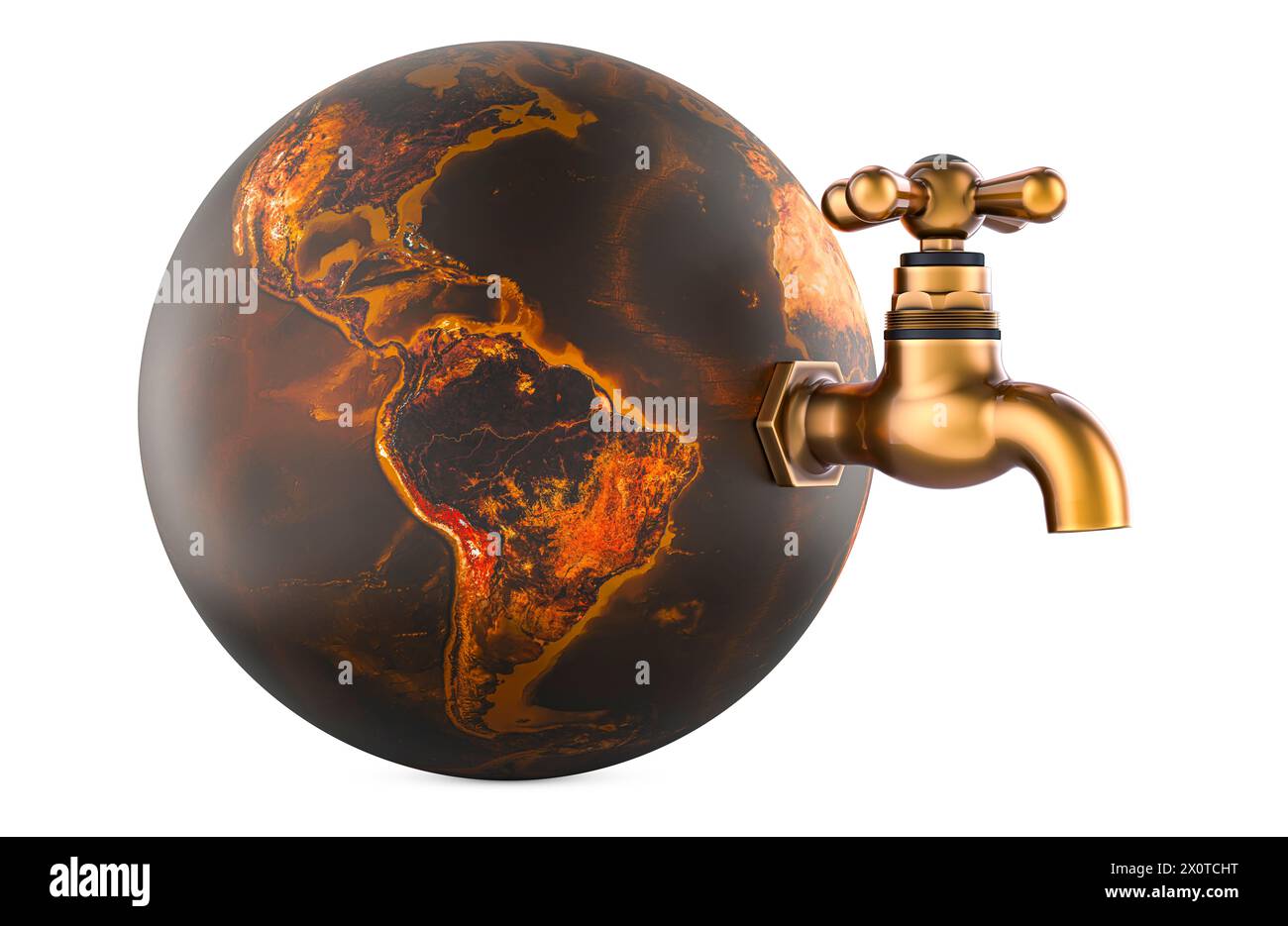 Saving water and environmental protection. 3D rendering isolated on ...