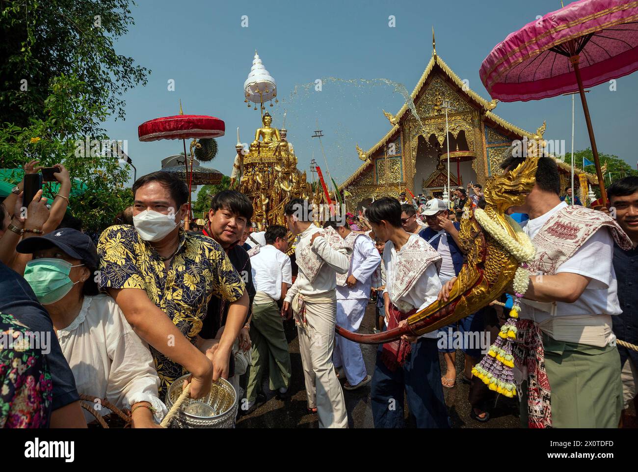 Thai people wearing traditional costumes seen during The Phra Buddha ...