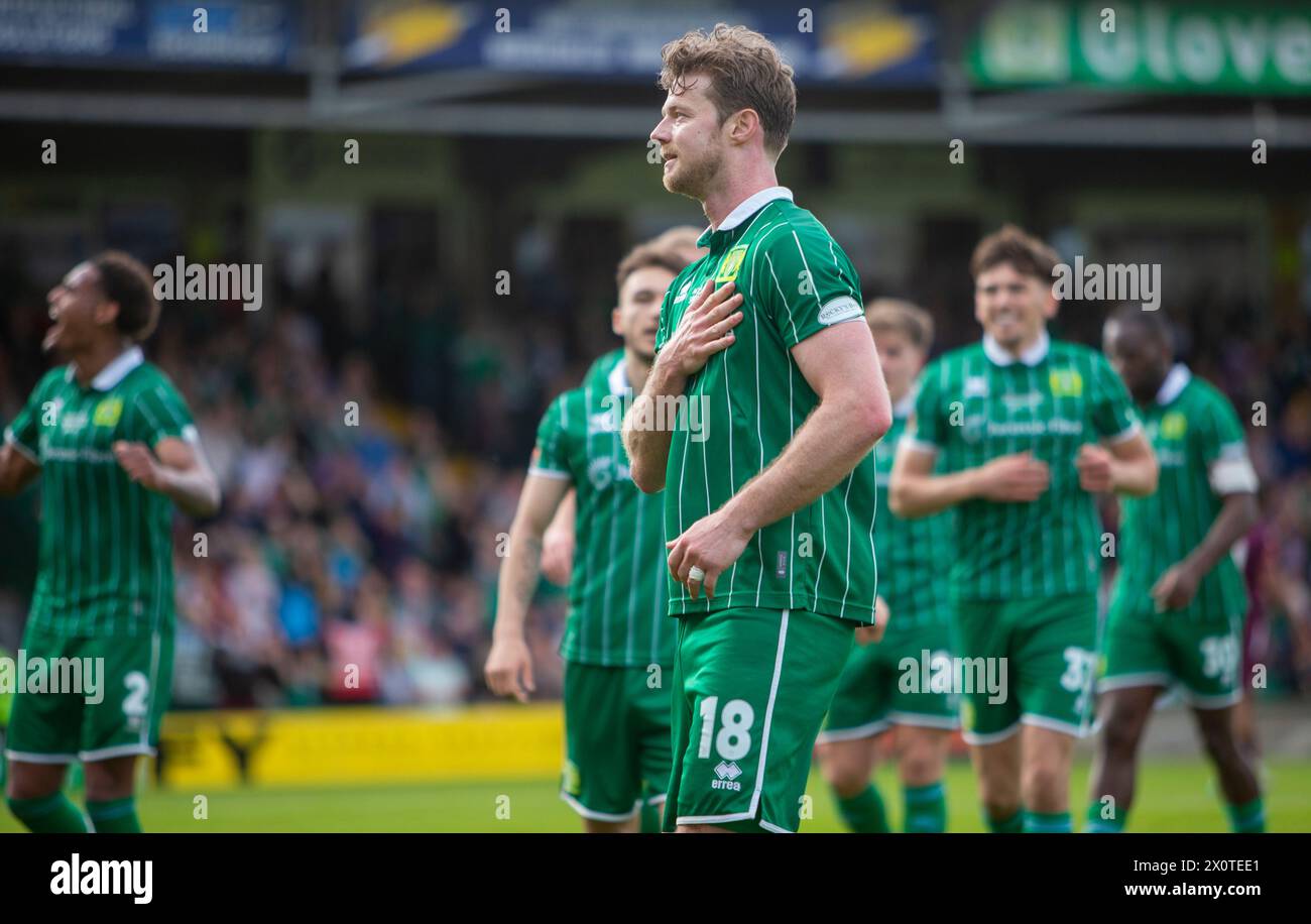 Alex Fisher of Yeovil Town celebrates Yeovil’s third during the ...