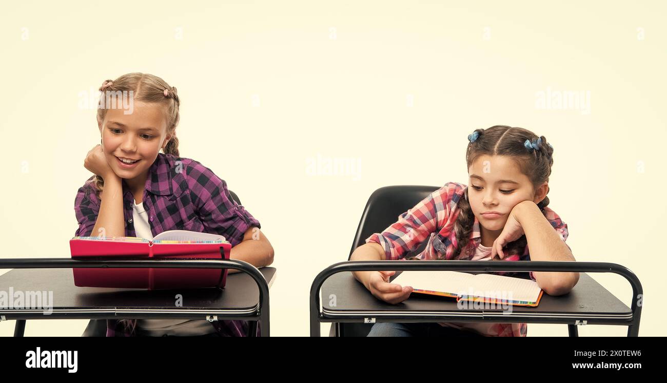 School children study in classroom. education in high school. girls ...