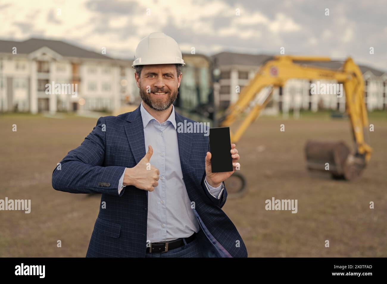 inspector of construction engineering at break show thumb up gesture ...