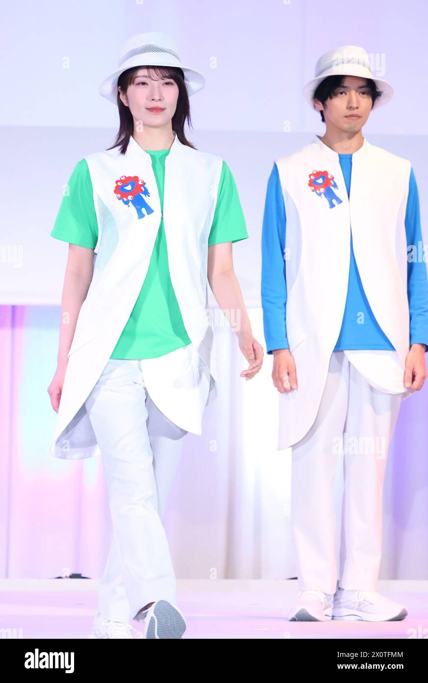 Tokyo, Japan. 13th Apr, 2024. Models display official uniforms of the ...