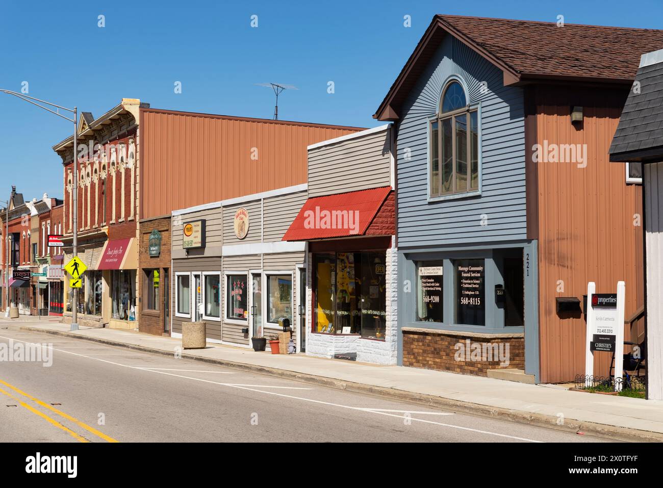 Marengo, Illinois - United States - April 8th, 2024: Downtown buildings ...