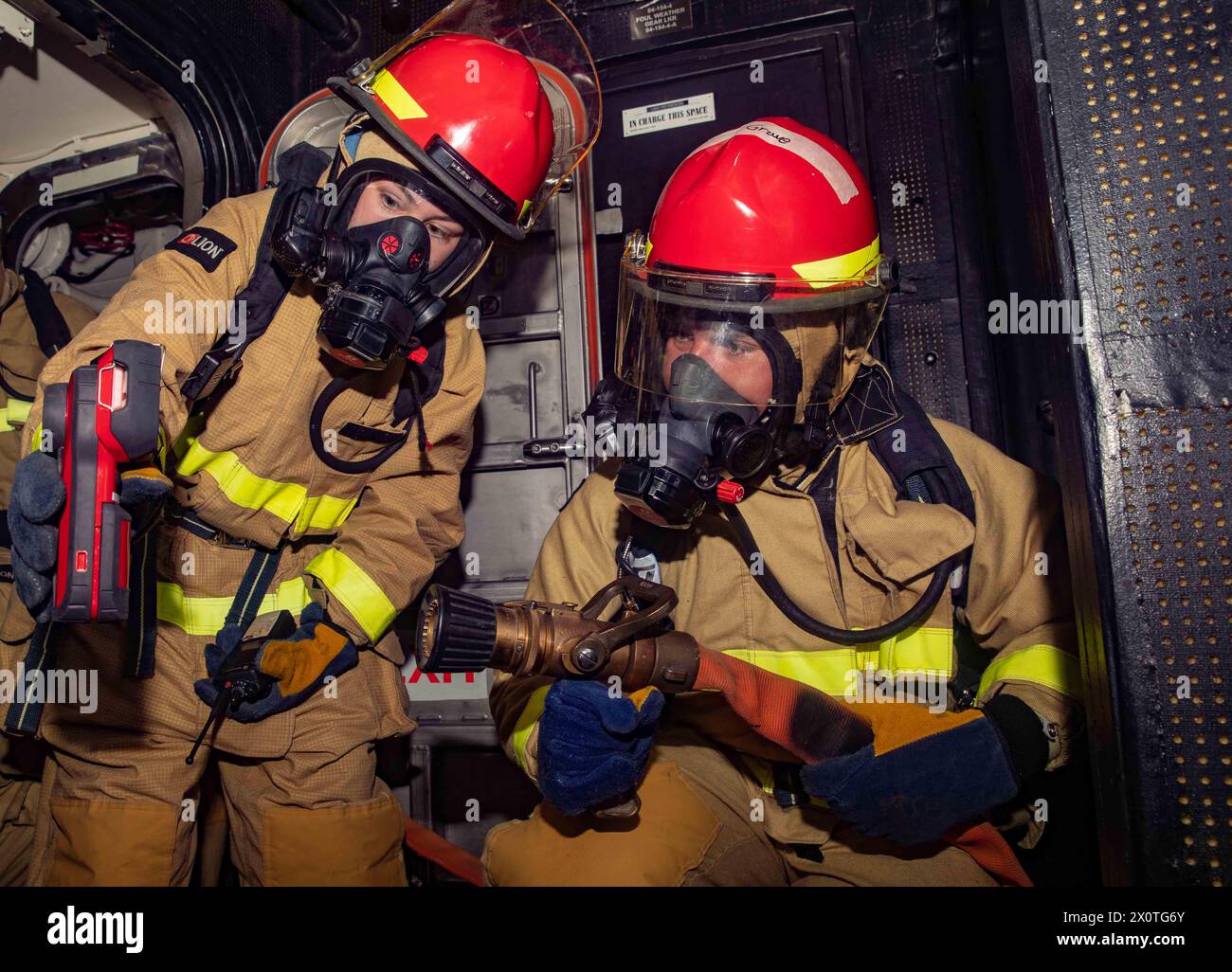 RED SEA (April 06, 2024) A Damage Controlman operates a naval ...