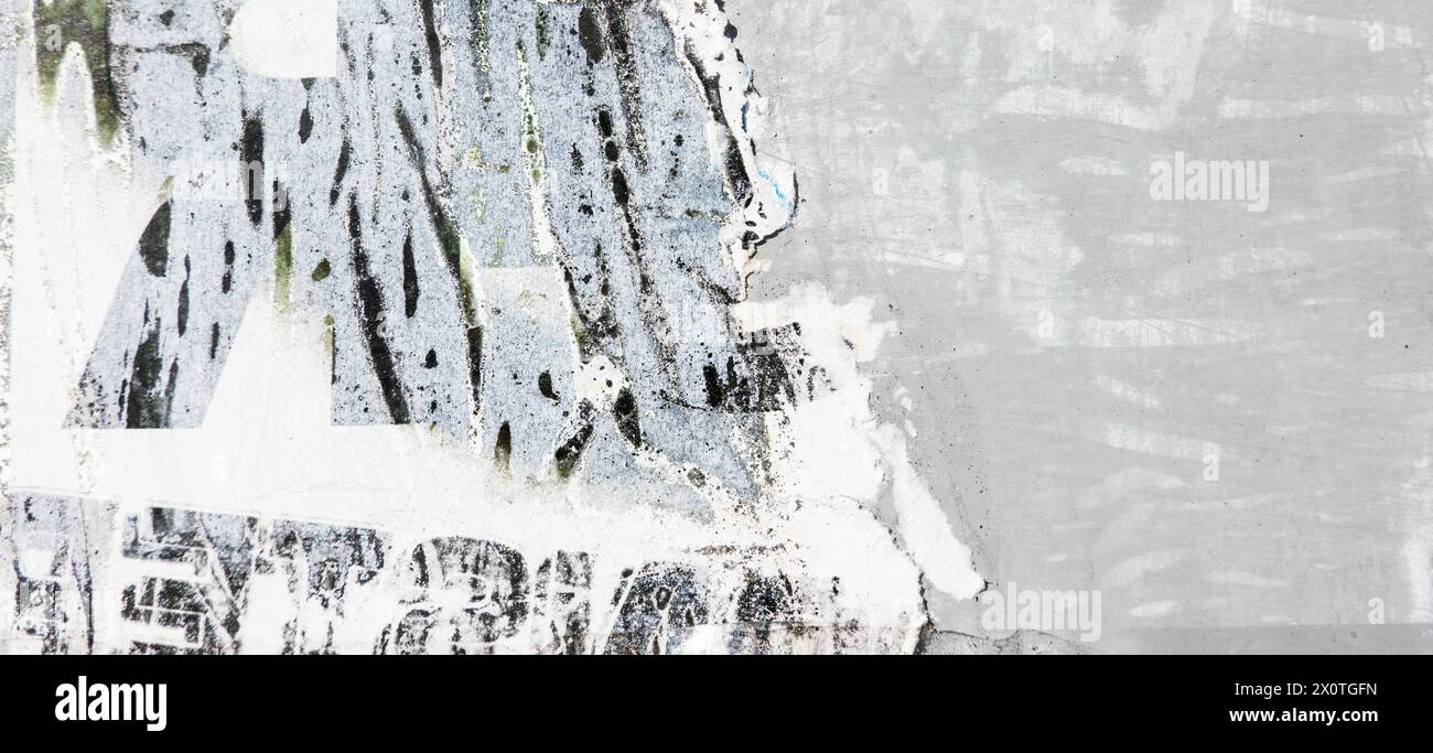 Old grunge torn collage urban street posters creased crumpled paper ...