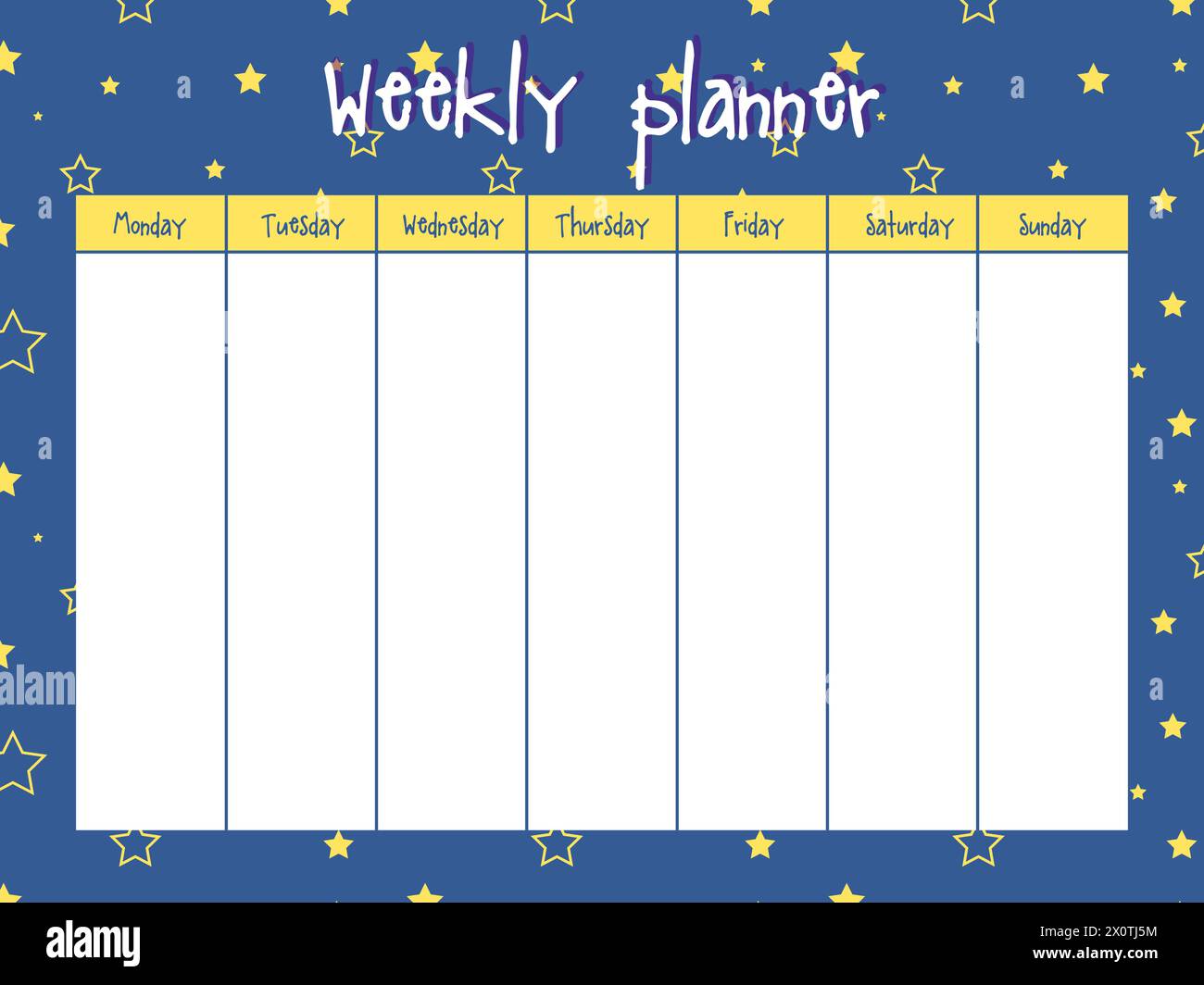 Starry night Weekly planner for busy hardworking person. Blank template ...