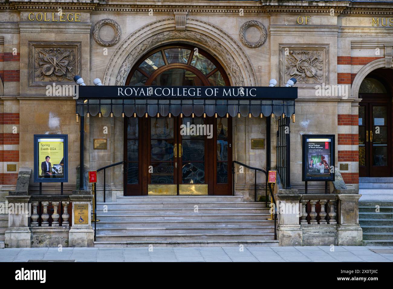 London, UK - March 22, 2024; Entrance to Royal College of Music with ...