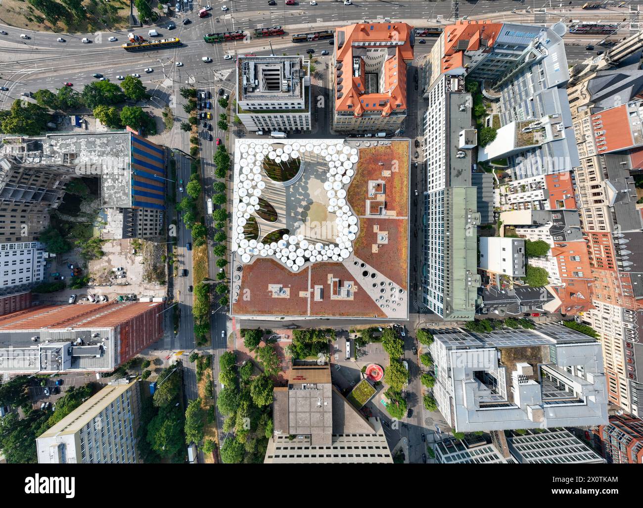 Stein Palmen, a modern architecture building in Leipzig , Germany Stock ...