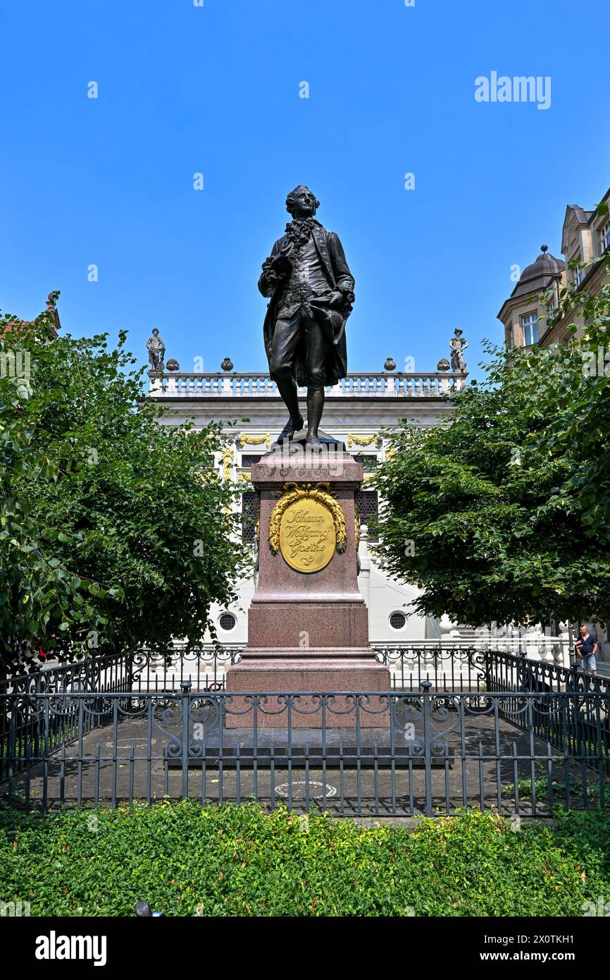 The Goethe Memorial, a bronze statue on the Naschmarkt square. It was ...