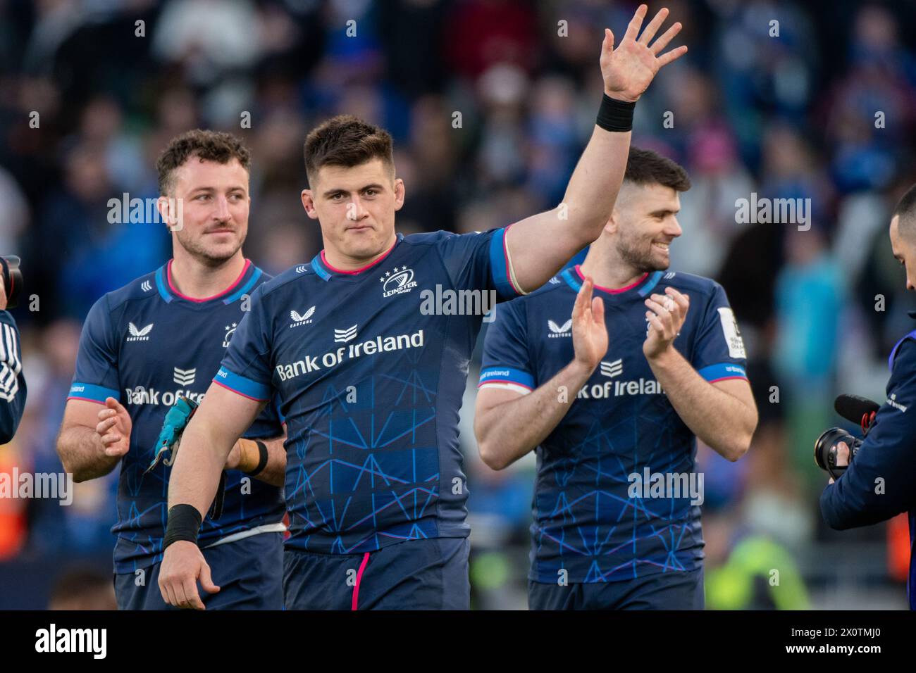 Dublin, Ireland. 13th Apr, 2024. Dan Sheehan of Leinster celebrates ...