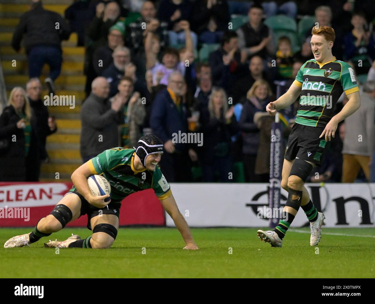 Northampton ENGLAND - April 13 -2024 : Alex Coles of Northampton Saints ...
