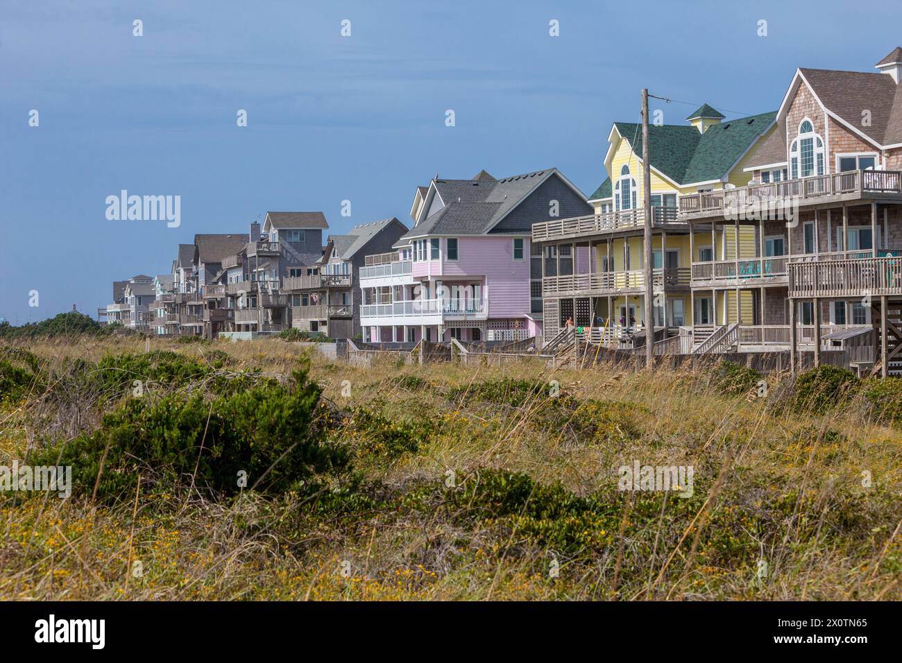 Frisco, Outer Banks, North Carolina. Vacation Homes on Stilts Facing ...
