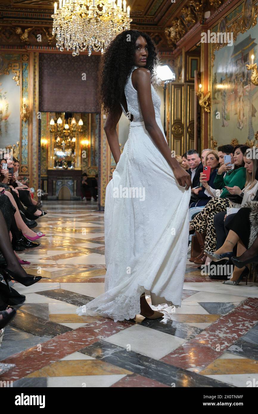 model showcases creations by Silvia Fernandez during the Atelier ...