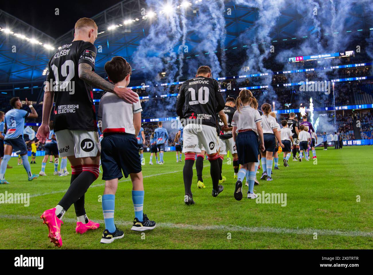 Sydney, Australia. 13th Apr, 2024. Wanderers players walk onto the ...