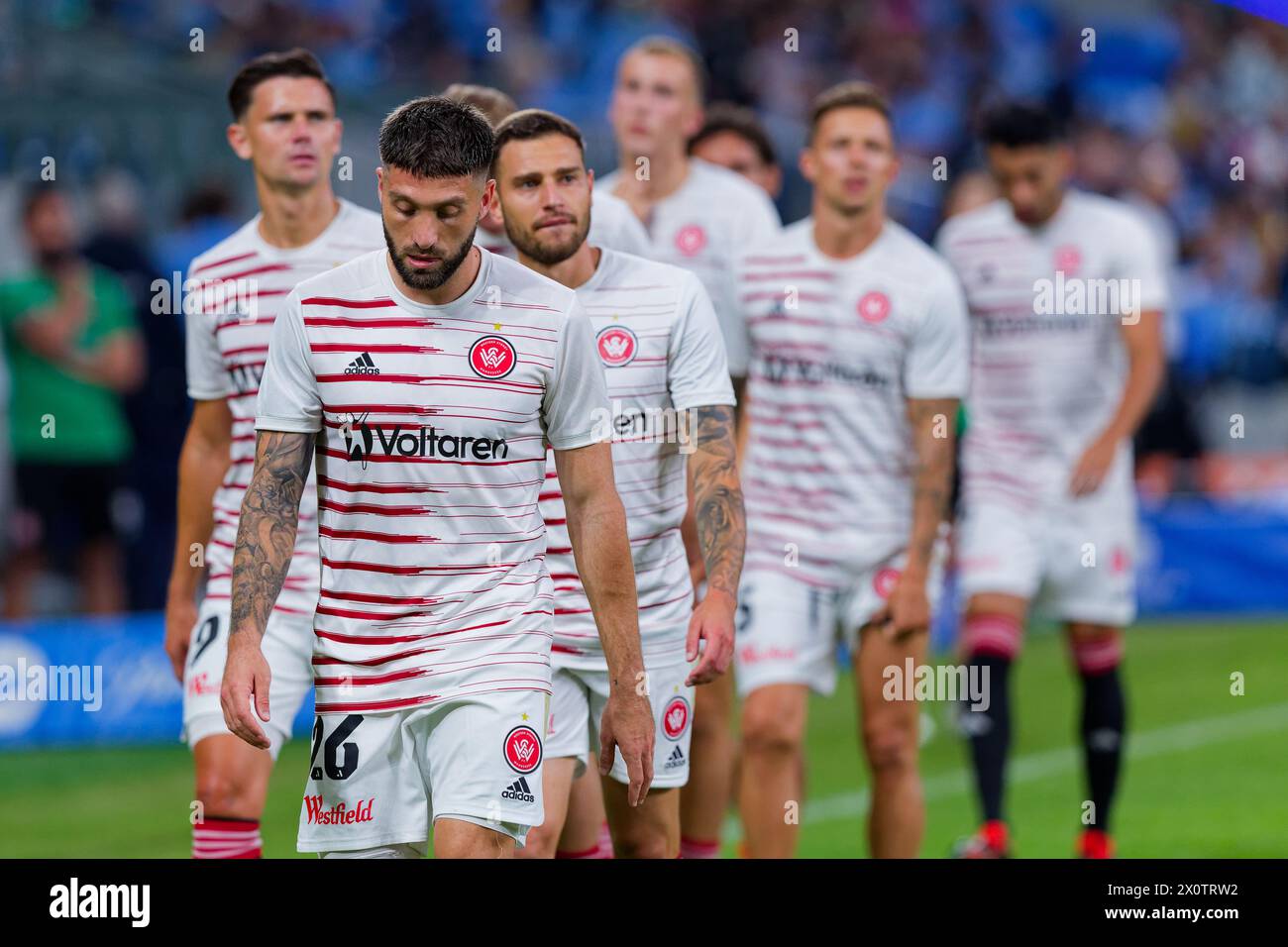 Sydney, Australia. 13th Apr, 2024. Wanderers players warm up before the ...