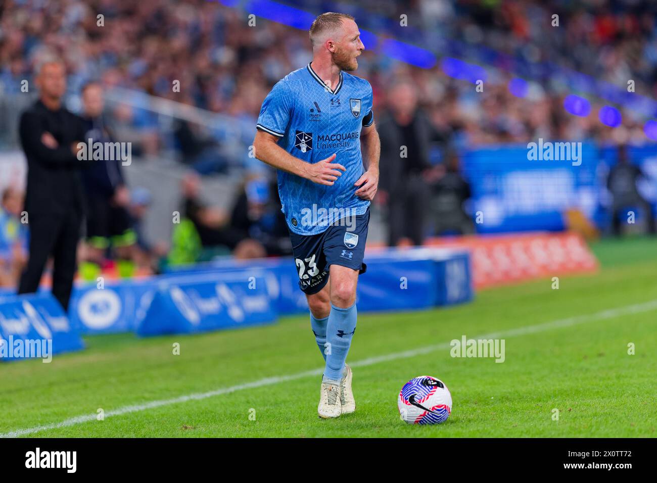 Sydney, Australia. 13th Apr, 2024. Rhyan Grant of Sydney FC controls ...