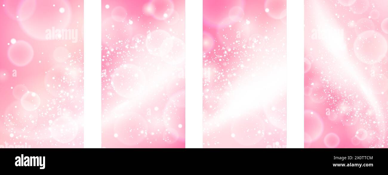 Subtle pink stories template set. Sparkling and glowing background ...
