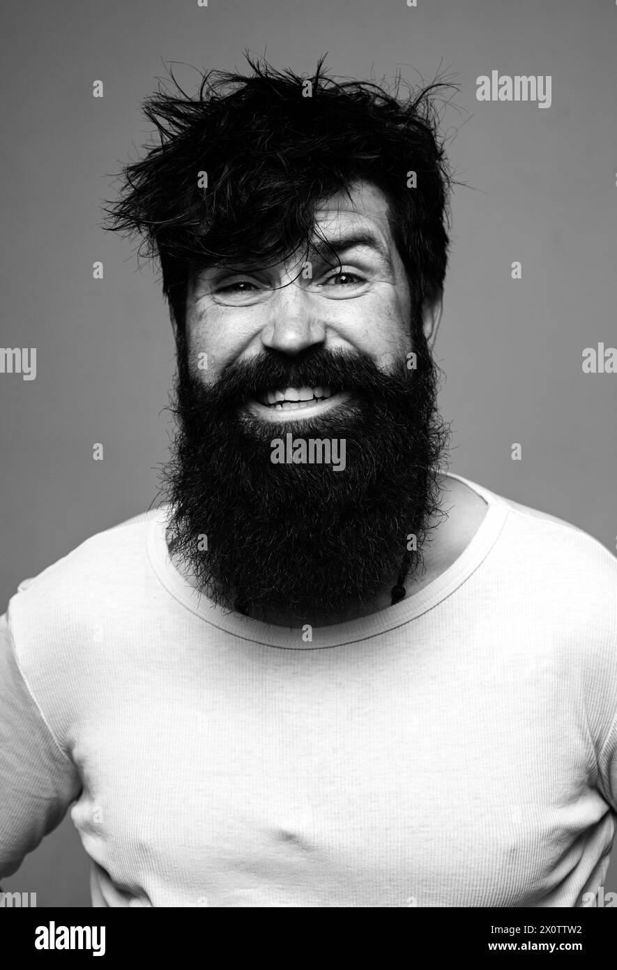Man haircut, modern hair style. Close up portrait of male model with ...