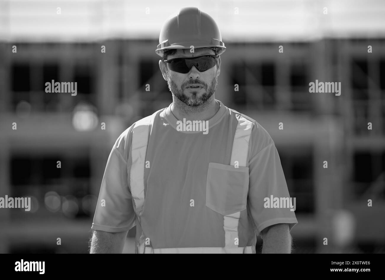 Hispanic 40s worker builder man on site construction. American middle ...