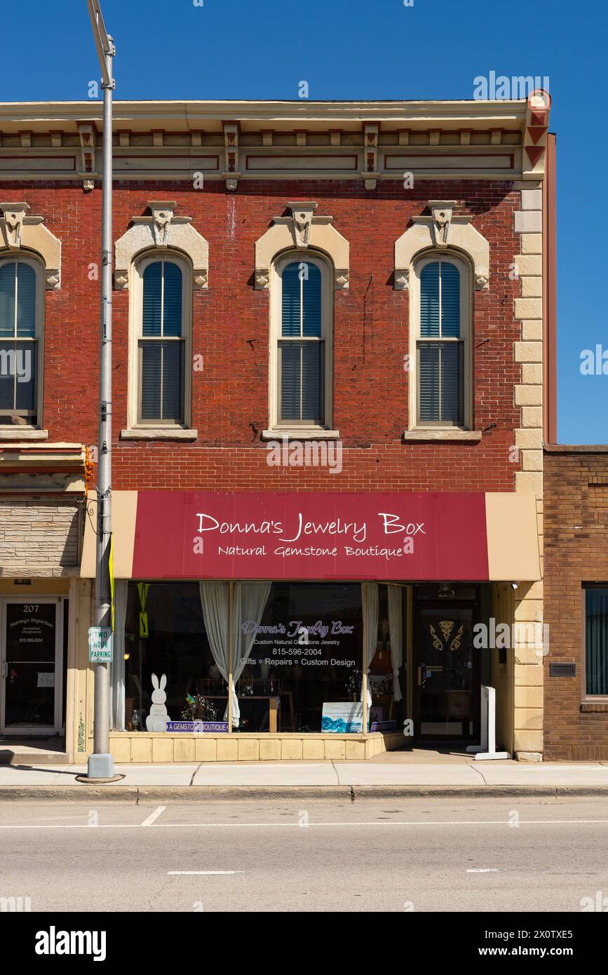 Marengo, Illinois - United States - April 8th, 2024: Downtown building ...