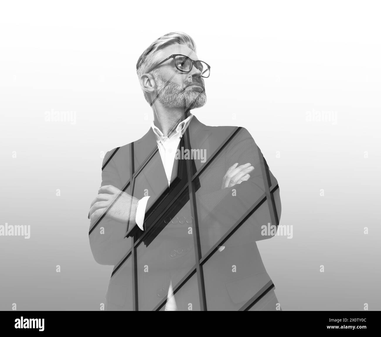 Mature bearded businessman office Black and White Stock Photos & Images ...