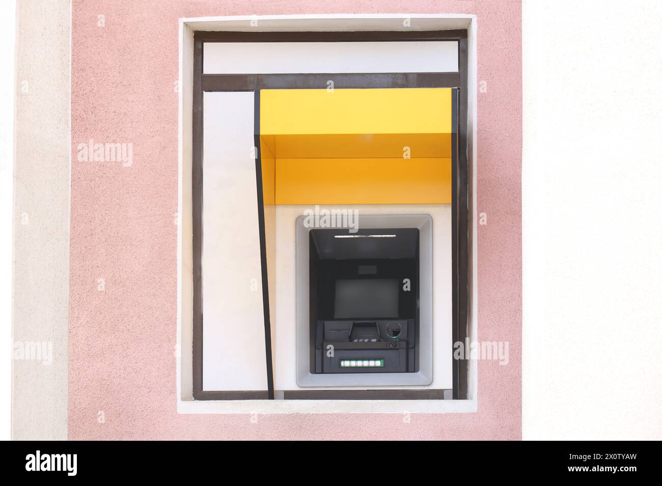 Modern automated cash machine with screen outdoors Stock Photo - Alamy