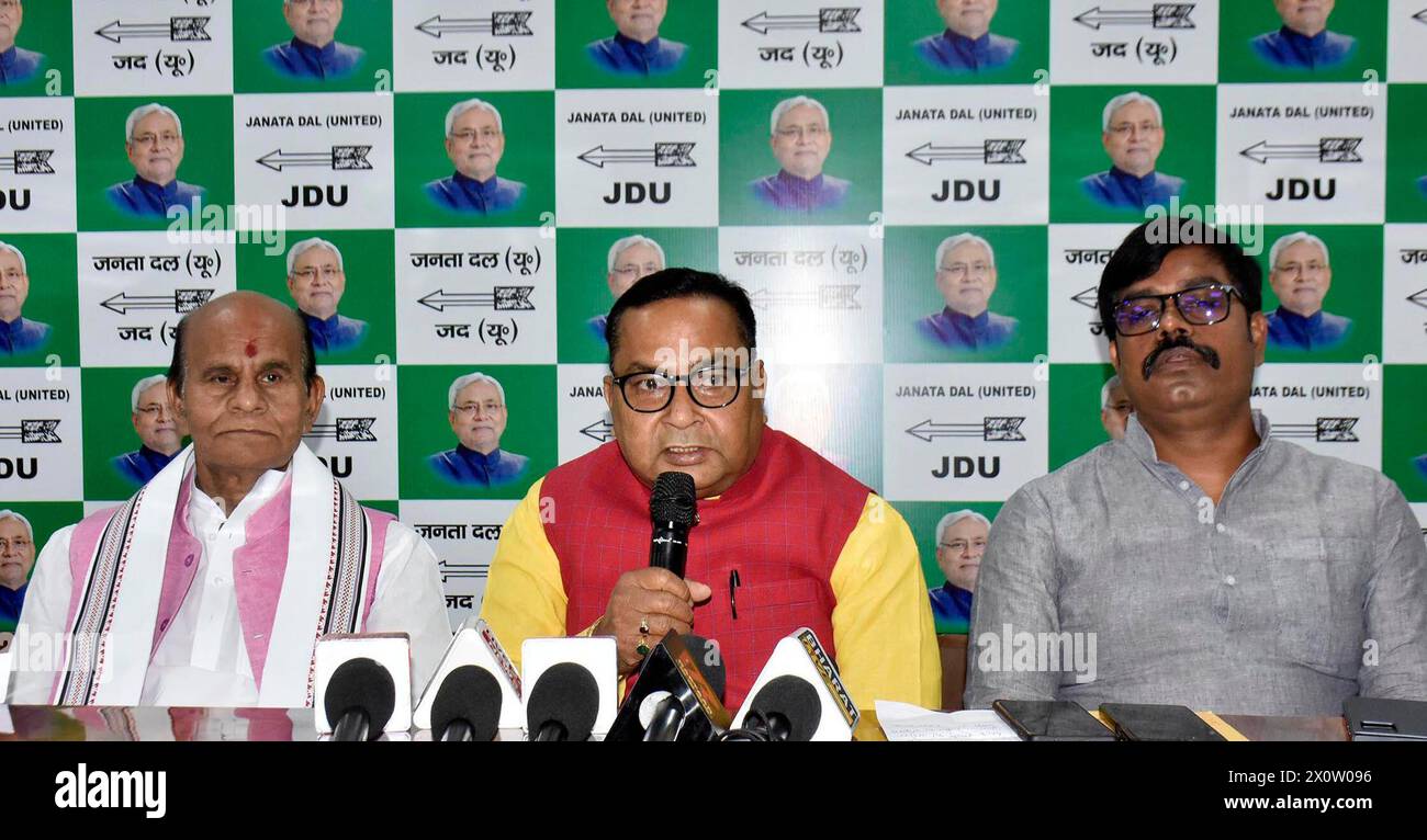 PATNA, INDIA - APRIL 13: JDU national general secretary, Bhagwan Singh ...
