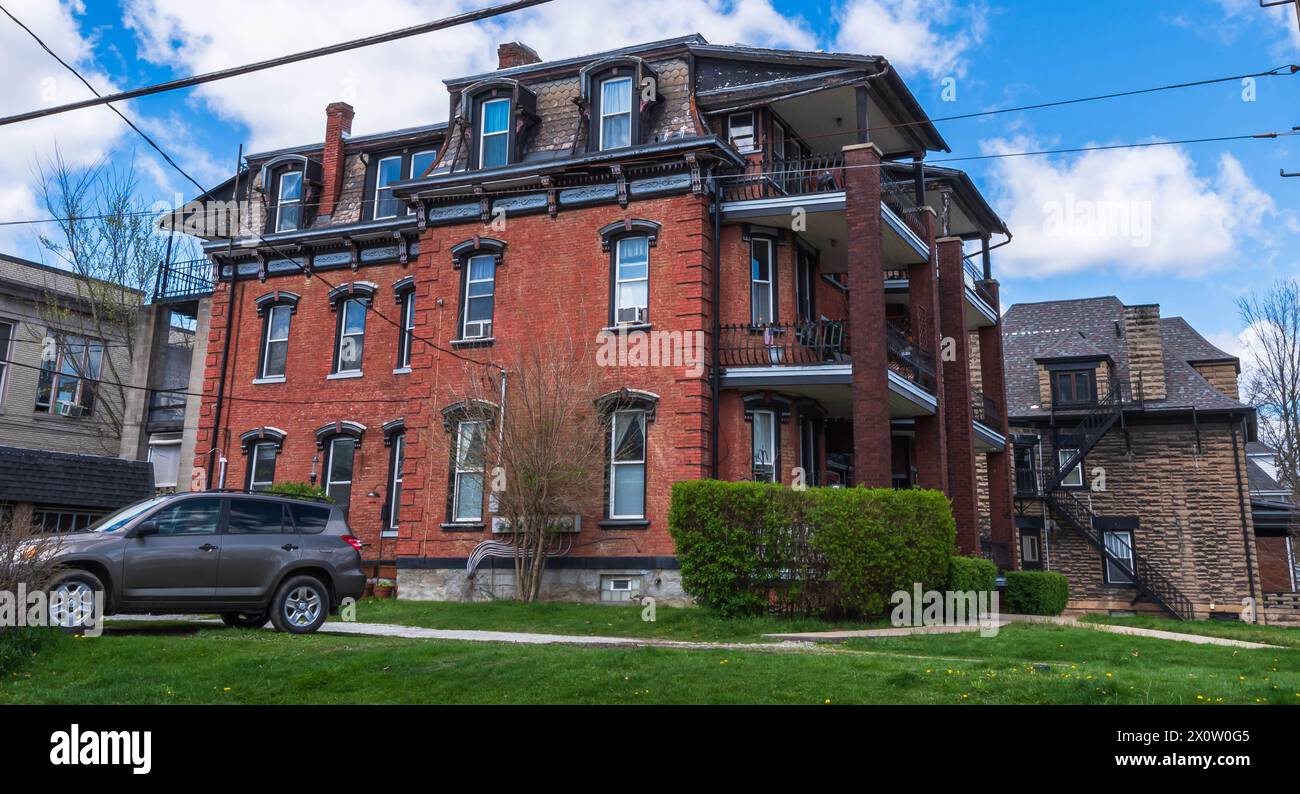 An old brick apartment building in Pittsburgh, Pennsylvania, USA Stock ...