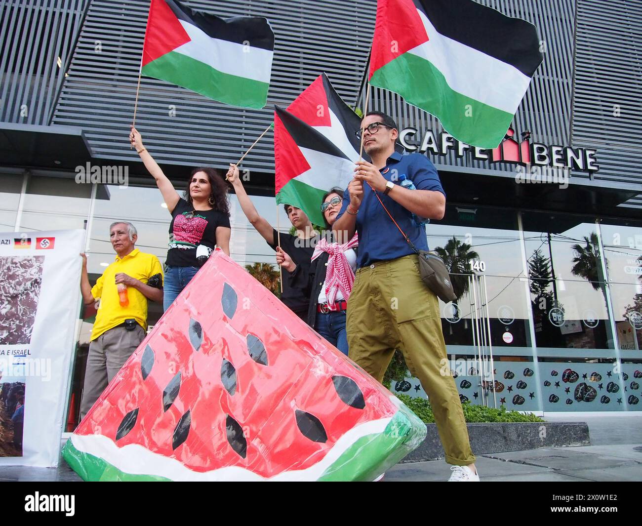 Lima, Peru. 13th Apr, 2024. While Iran attacks Israel, a group of ...