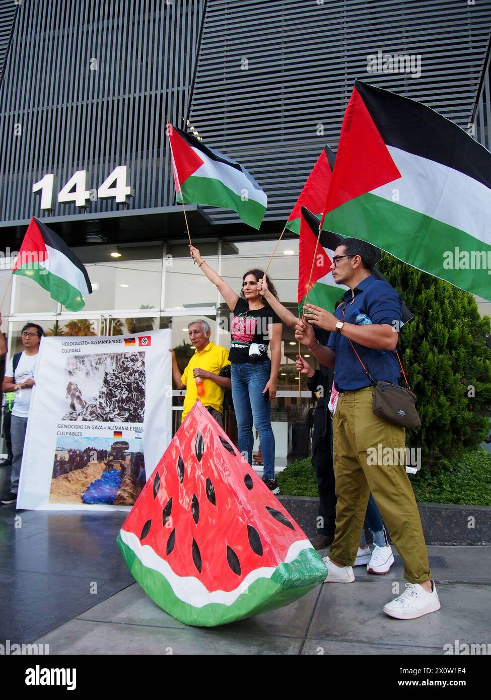 Lima, Peru. 13th Apr, 2024. While Iran attacks Israel, a group of ...